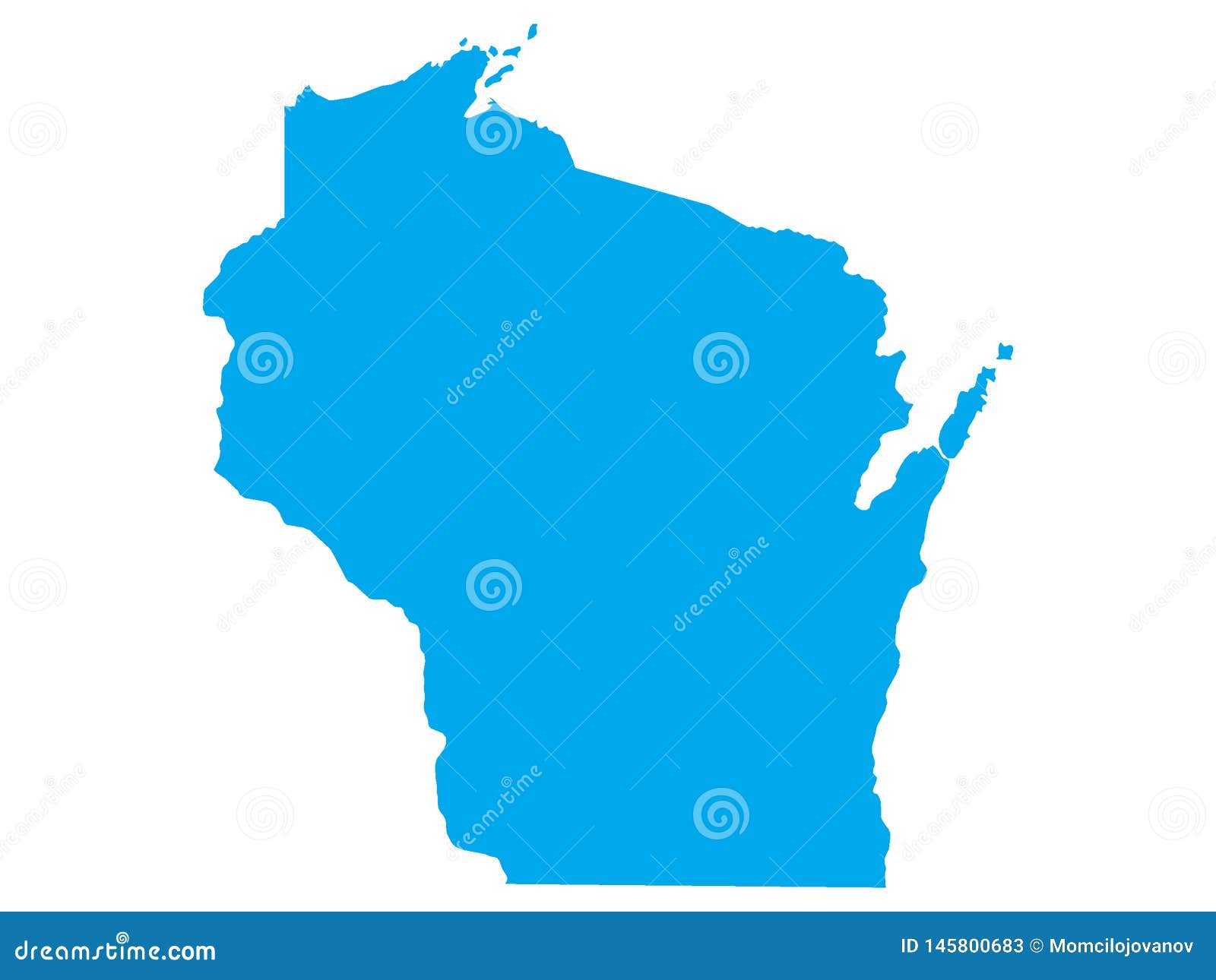 Blue Map of US State of Wisconsin Stock Vector - Illustration of ...