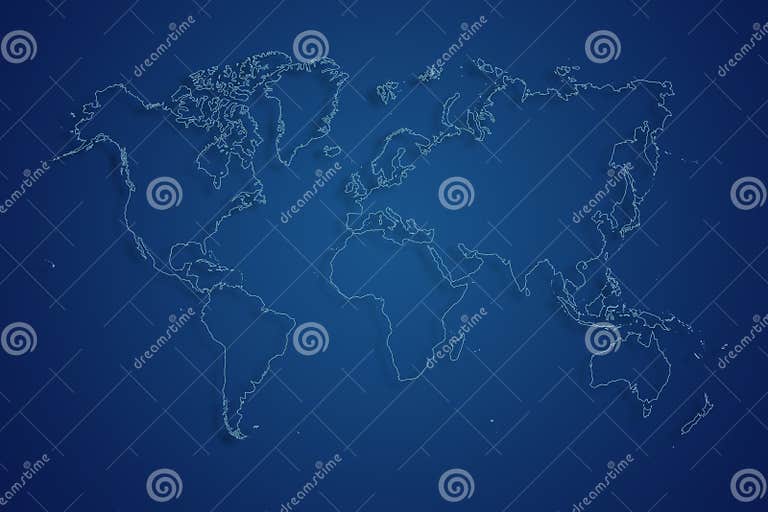 Blue Map of the World on Blue Background Stock Illustration ...