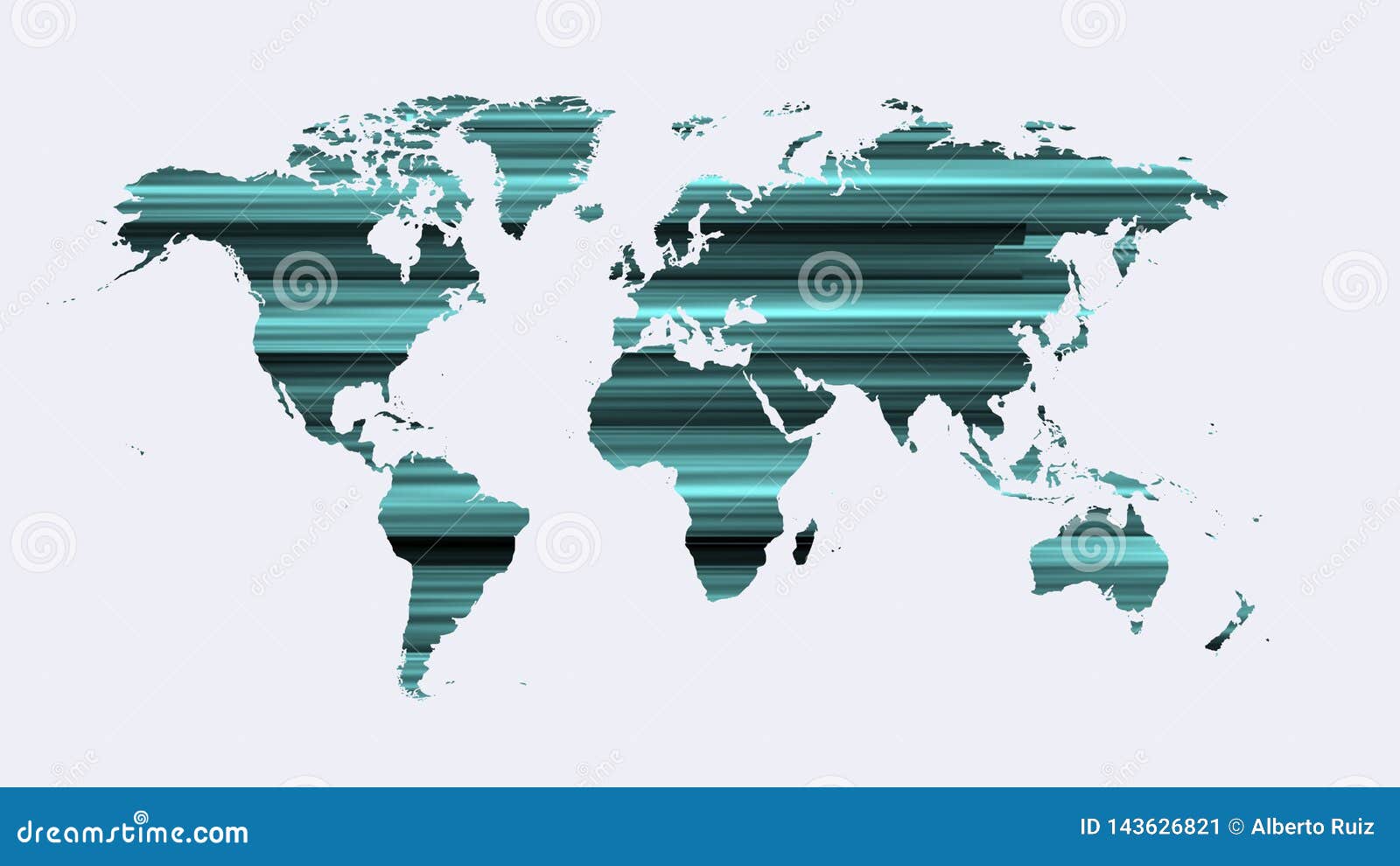 Blue Map of the World Over White Background with Horizontal Shaphes ...