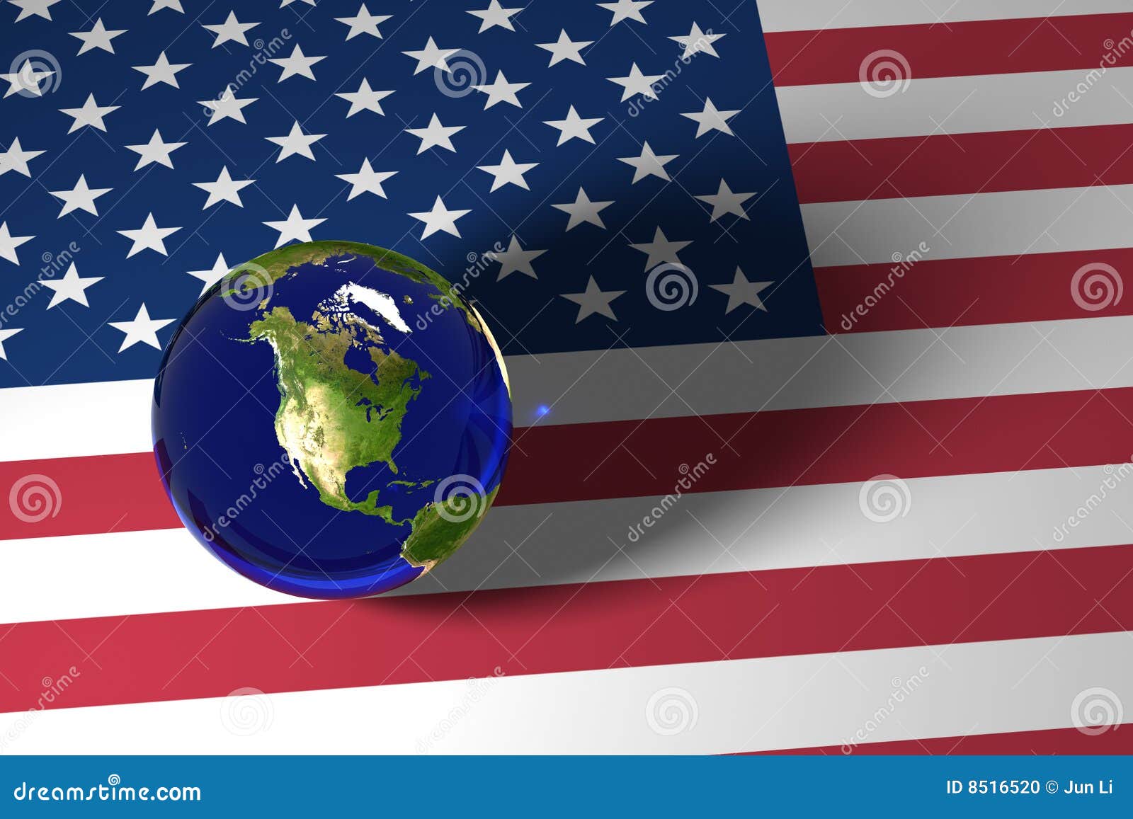 Blue marble and US flag stock illustration. Illustration of country ...