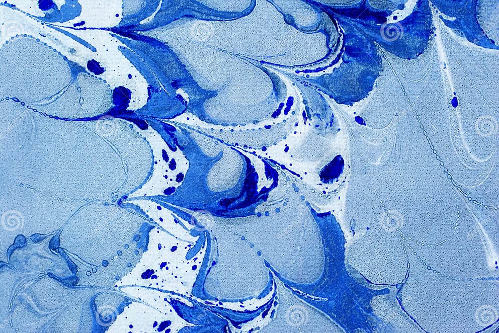 Blue Marbled Paper (made by Myself) Stock Image - Image of fiber ...