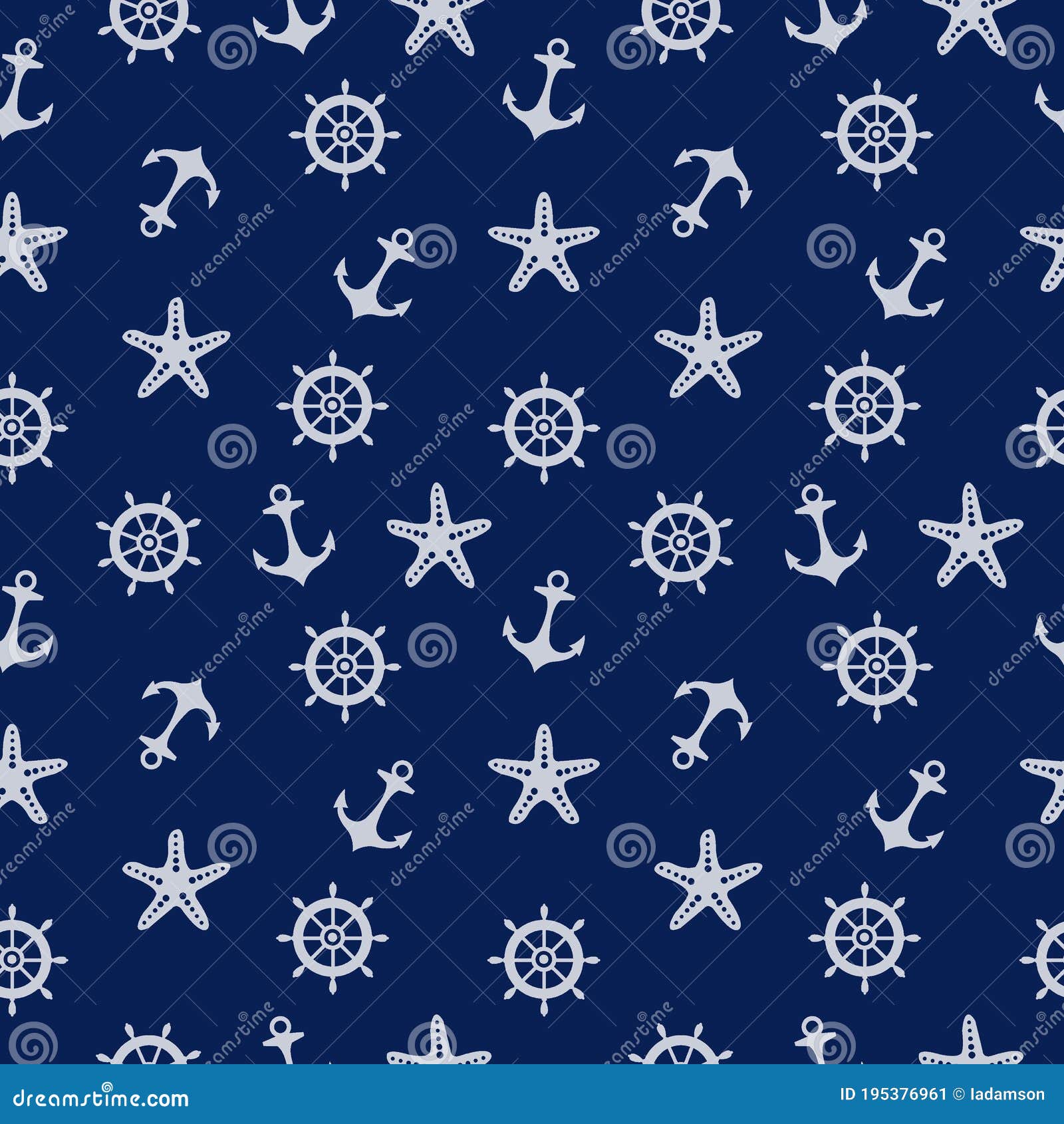 Blue Marine Pattern stock vector. Illustration of shower - 195376961