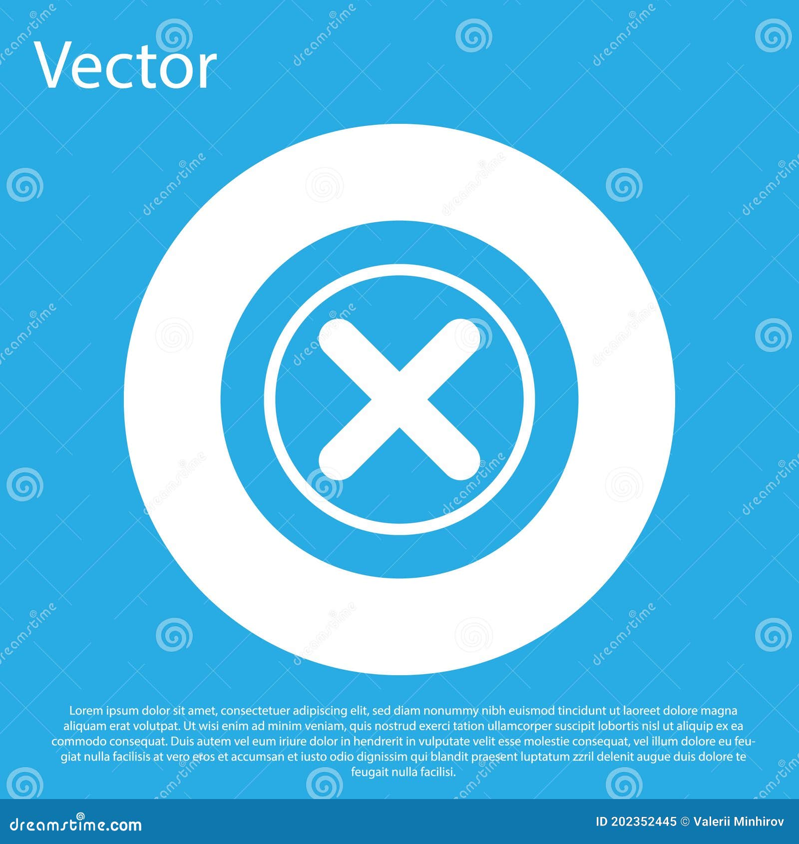 Blue X Mark, Cross in Circle Icon Isolated on Blue Background. Check ...
