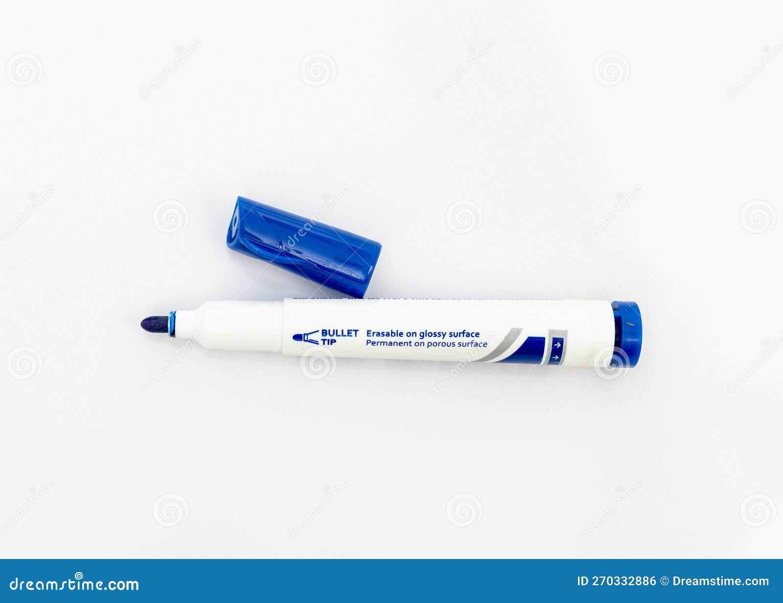 Blue Marker with Cap Isolated on White Background Stock Photo - Image ...