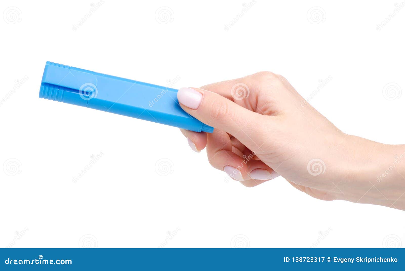 Blue marker in hand stock image. Image of drawing, caucasian - 138723317