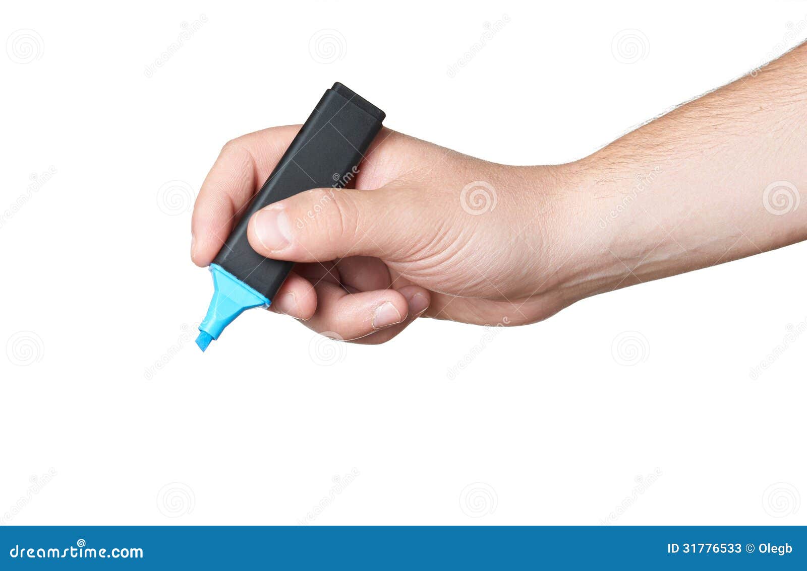 Blue marker in hand stock image. Image of bright, person - 31776533