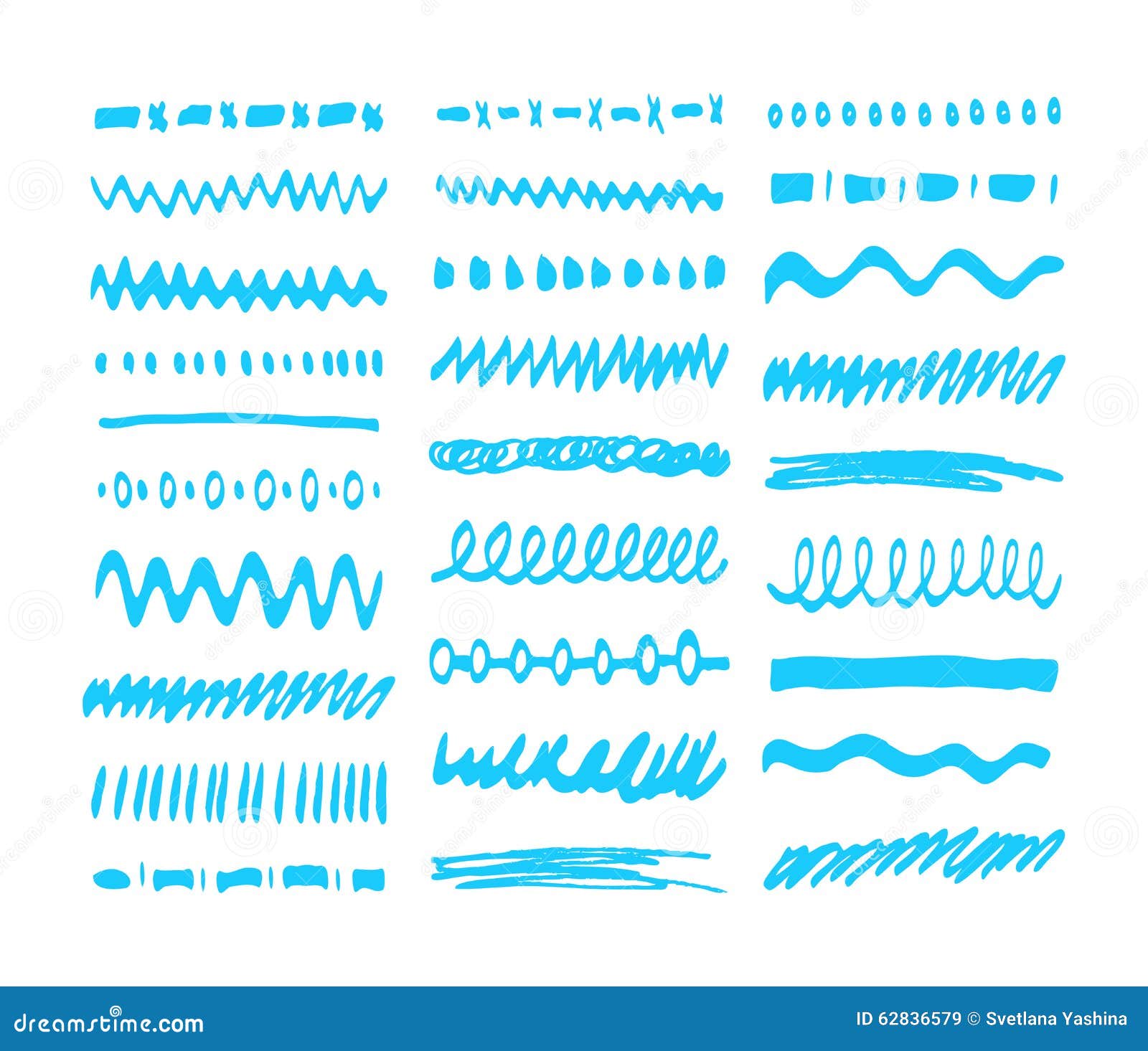 Blue Marker strokes set stock vector. Illustration of element - 62836579