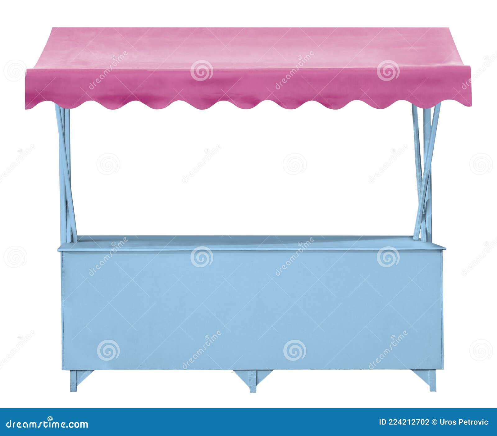Blue Market Stand Stall with Pink Awning Stock Photo - Image of white ...