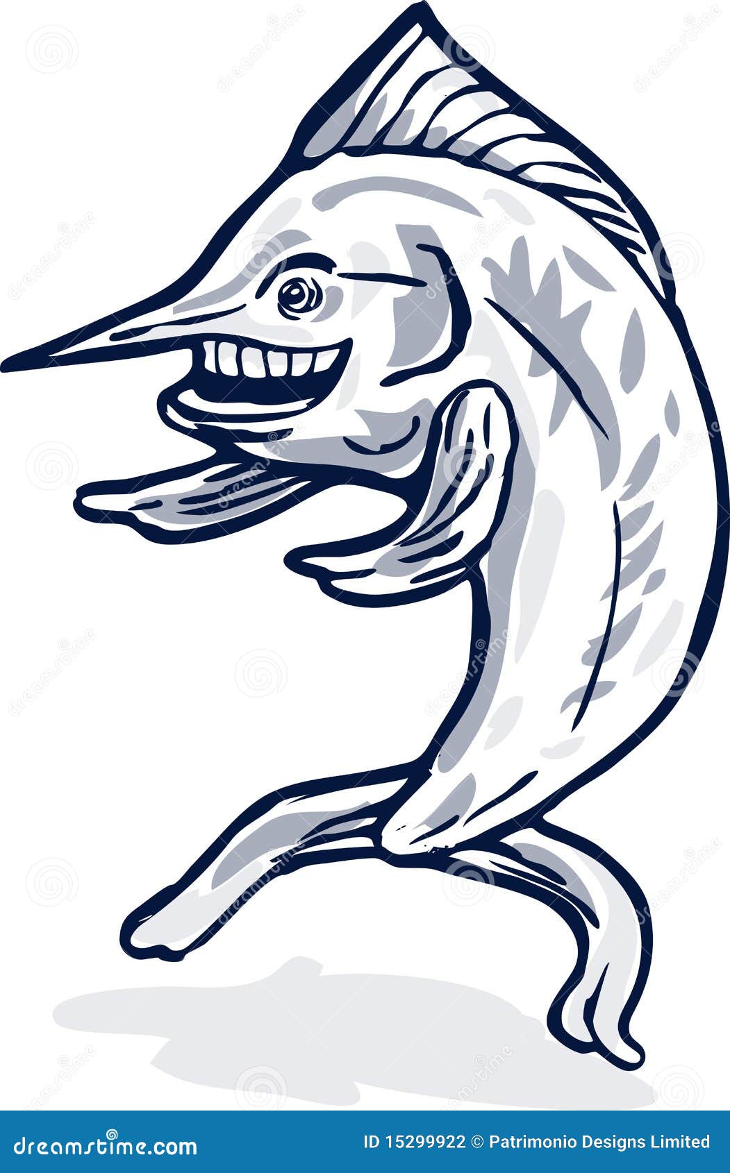 Blue marlin cartoon stock illustration. Illustration of blue - 15299922