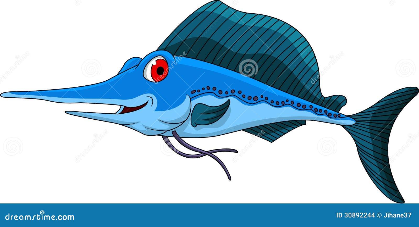 Blue marlin cartoon stock illustration. Illustration of mascot - 30892244