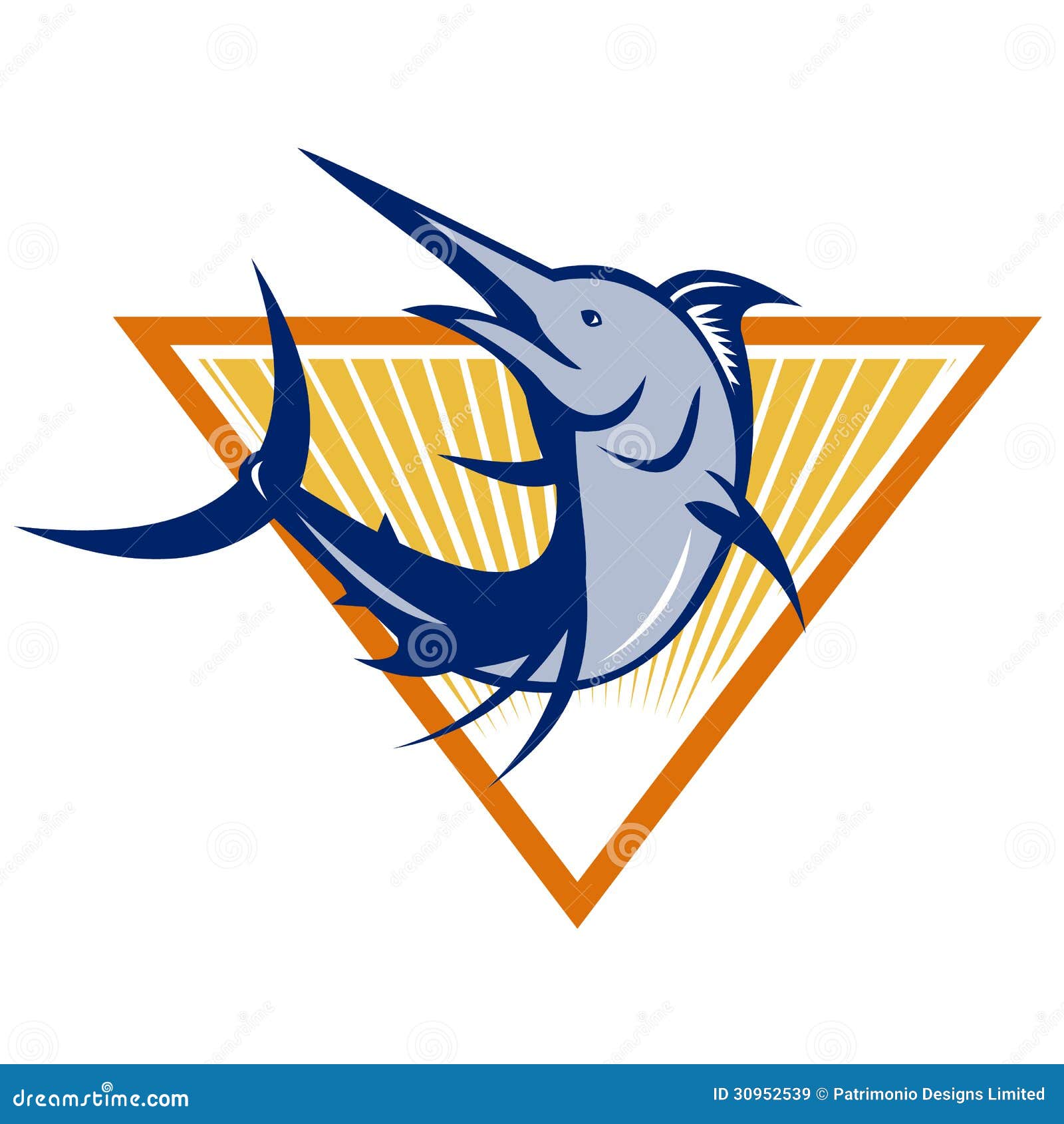 Blue Marlin Fish Jumping Retro Stock Vector - Illustration of retro ...