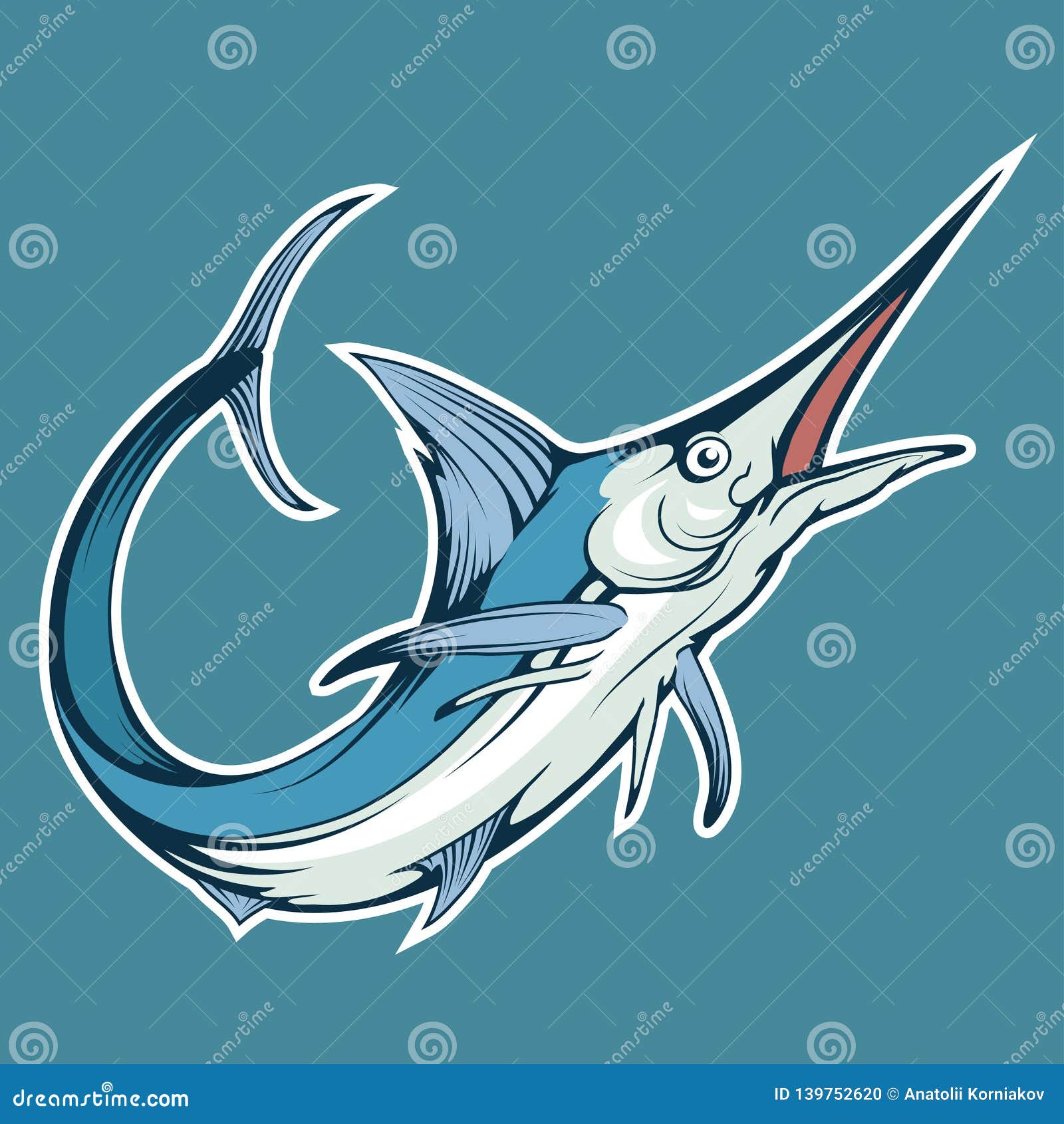 Blue Marlin Fish, Vector Graphic Stock Vector - Illustration of fish ...