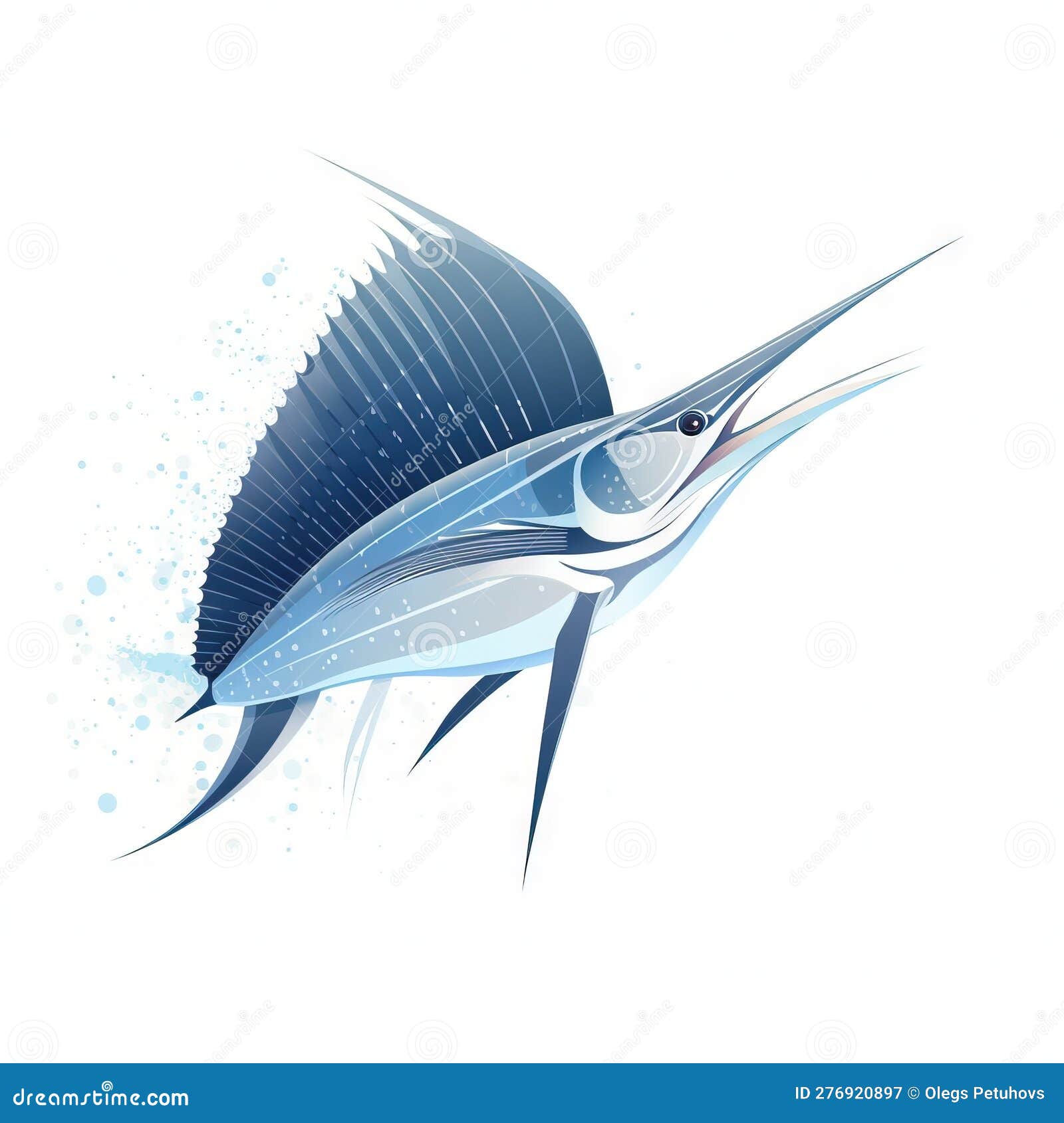 A Blue Marlin Fish with a White Back Ground and a White Back Ground ...