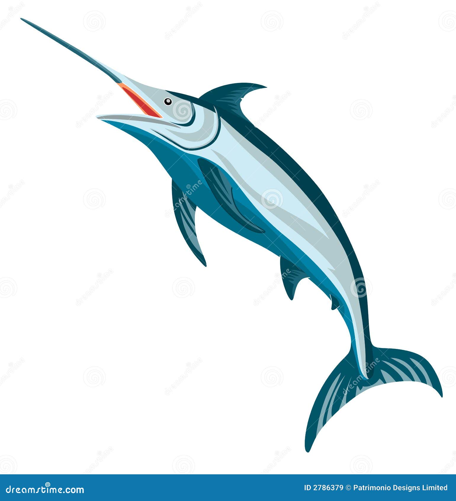 Blue marlin on white stock vector. Illustration of fish - 2786379