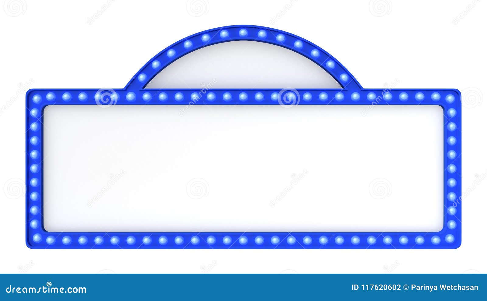 Blue Marquee Light Board Sign Retro on White Background. 3d Rendering ...