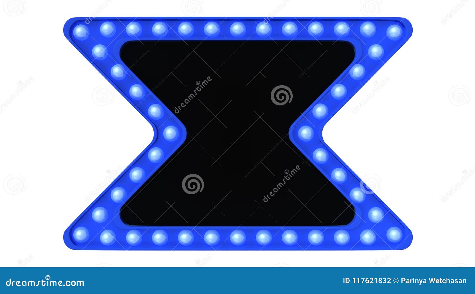 Blue Marquee Light Board Sign Retro on White Background. 3d Rendering ...