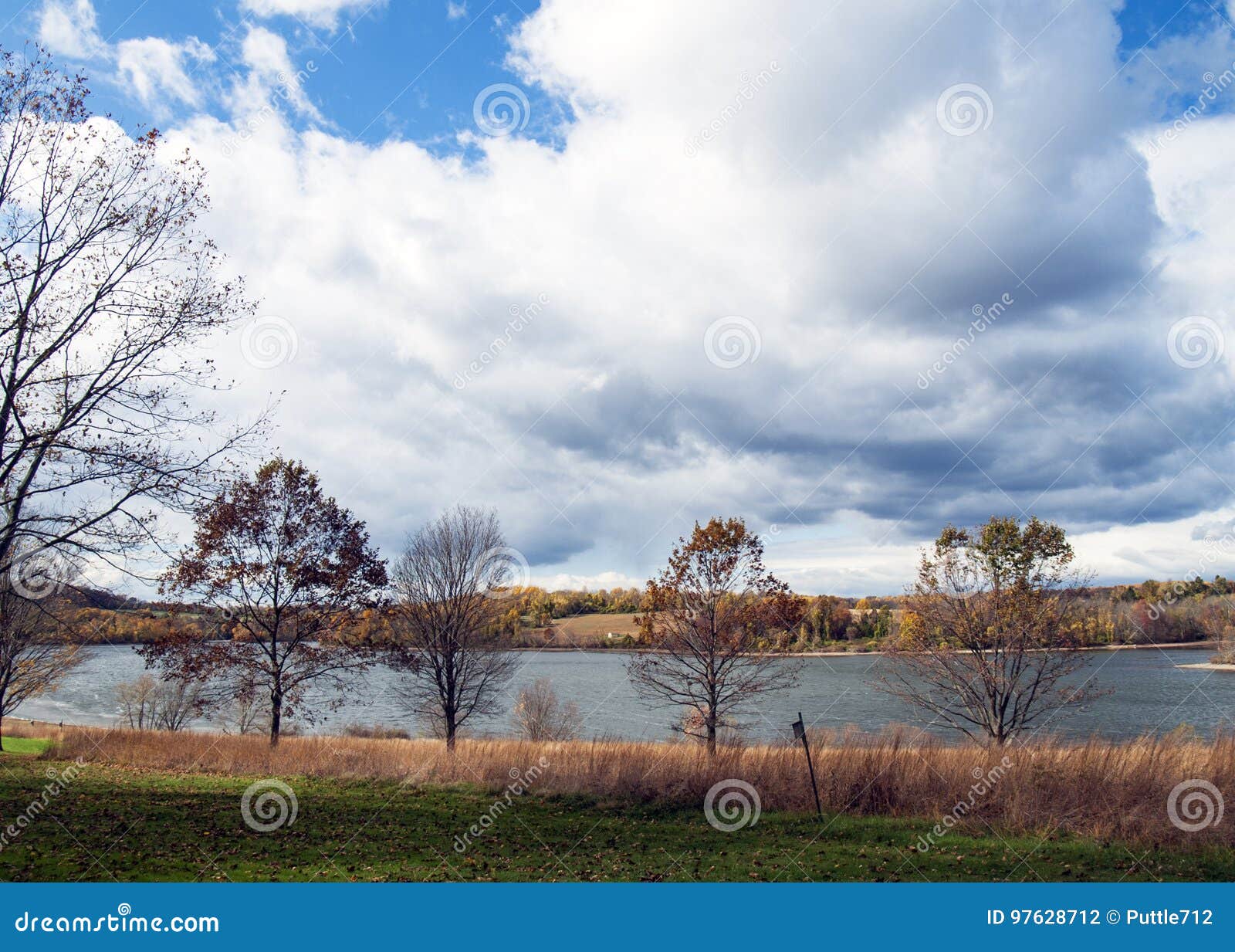 Blue Marsh Lake in Autumn stock photo. Image of seasonal - 97628712