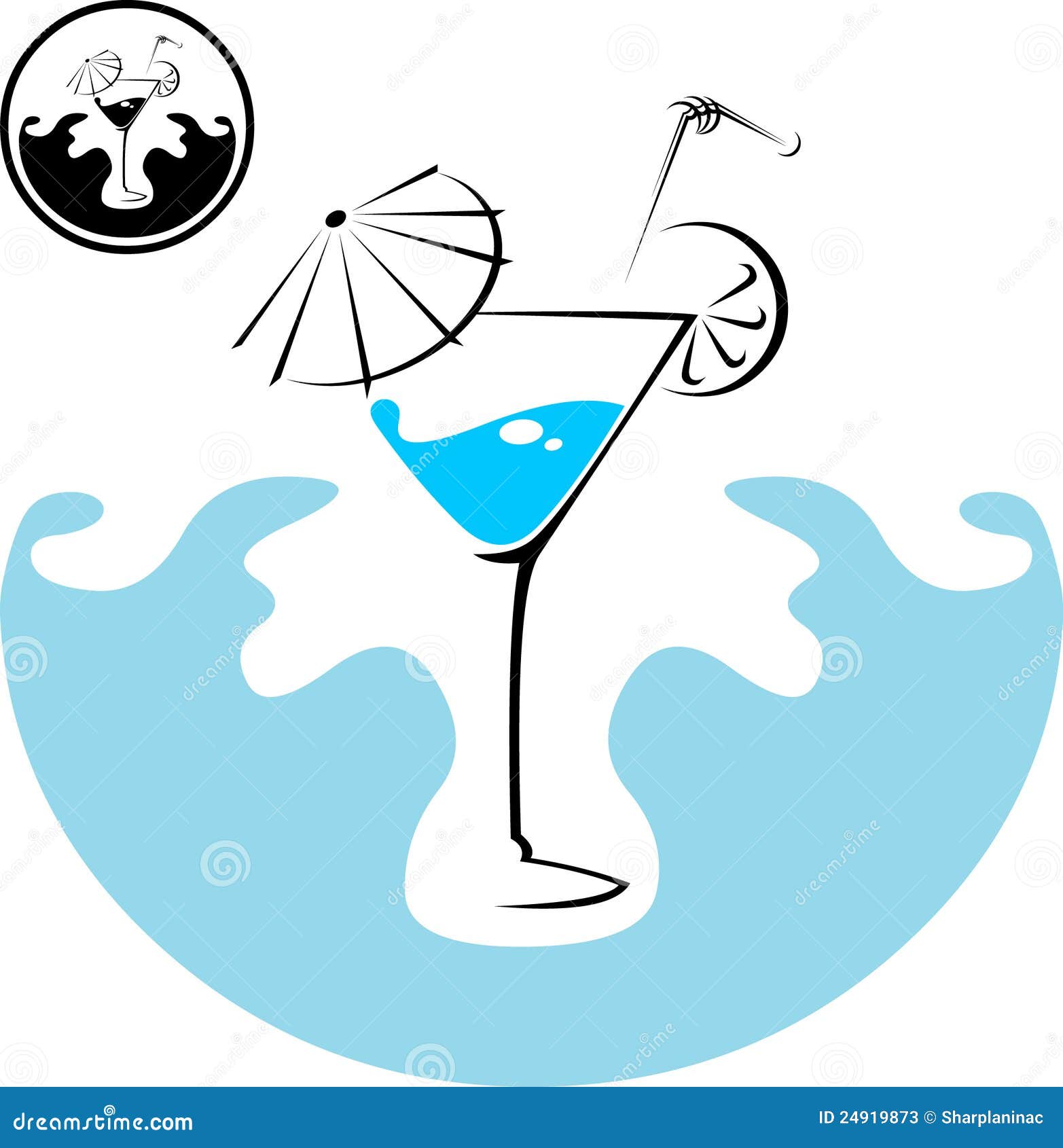 Blue martini cocktail stock vector. Illustration of juice - 24919873