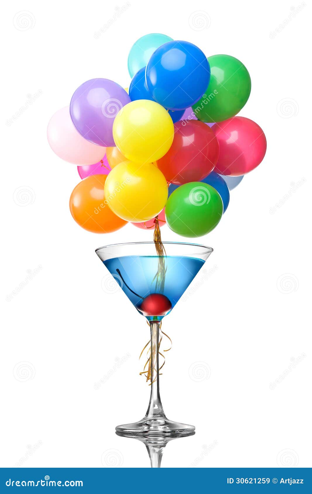 Blue Martini Cocktail with Color Balloons on White Stock Image - Image ...