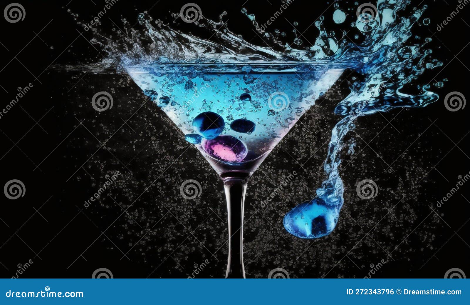 A Blue Martini with a Splash of Water on the Rim Stock Illustration ...