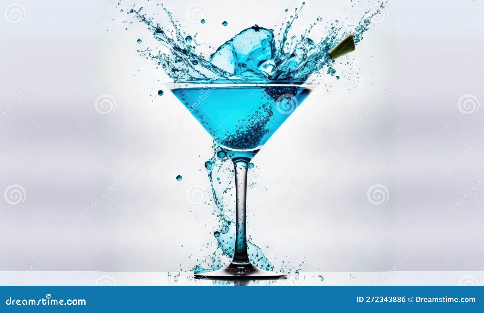 A Blue Martini with a Splash of Water on the Rim Stock Illustration ...