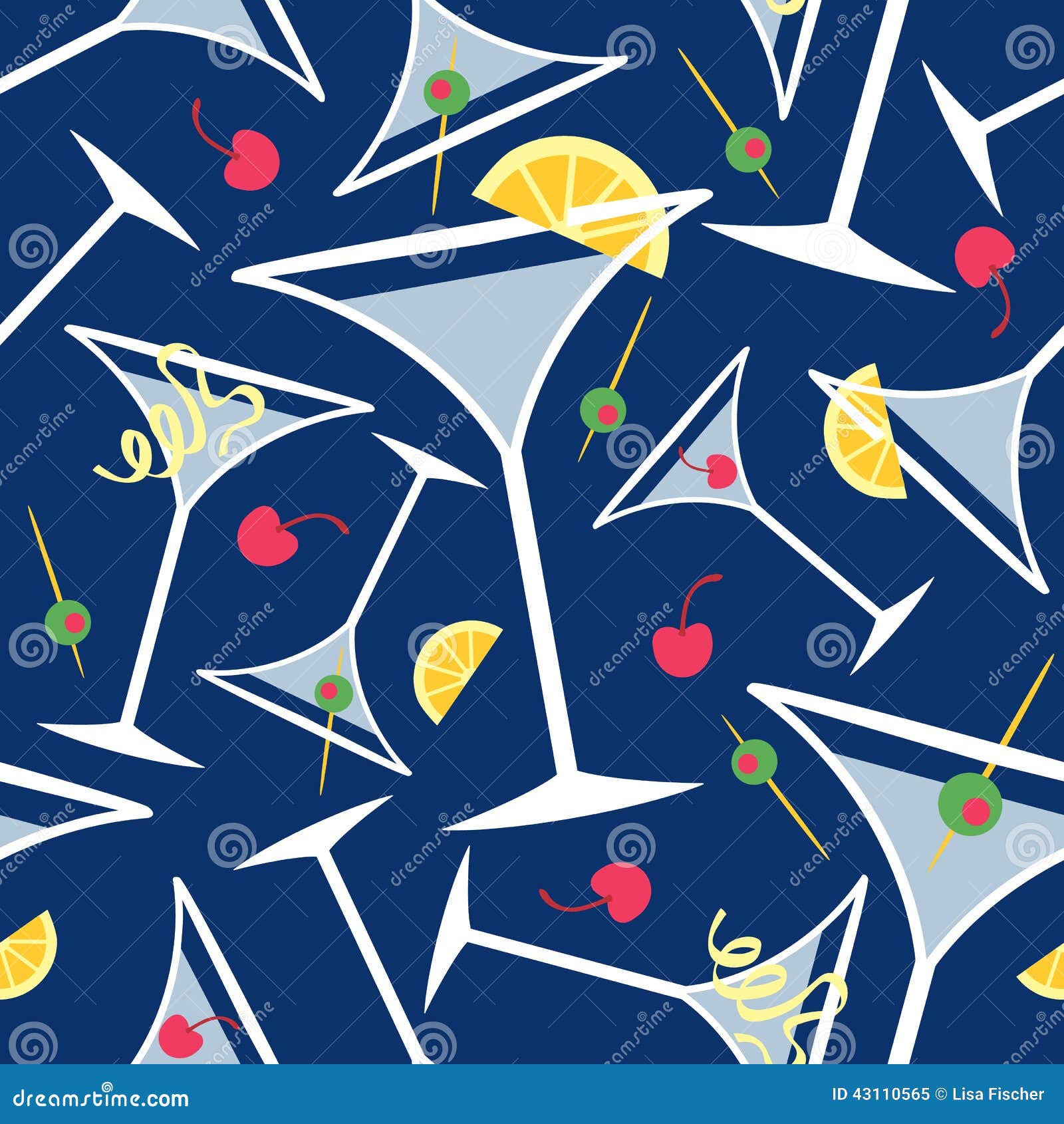 Blue Martinis Pattern stock vector. Illustration of alcohol - 43110565