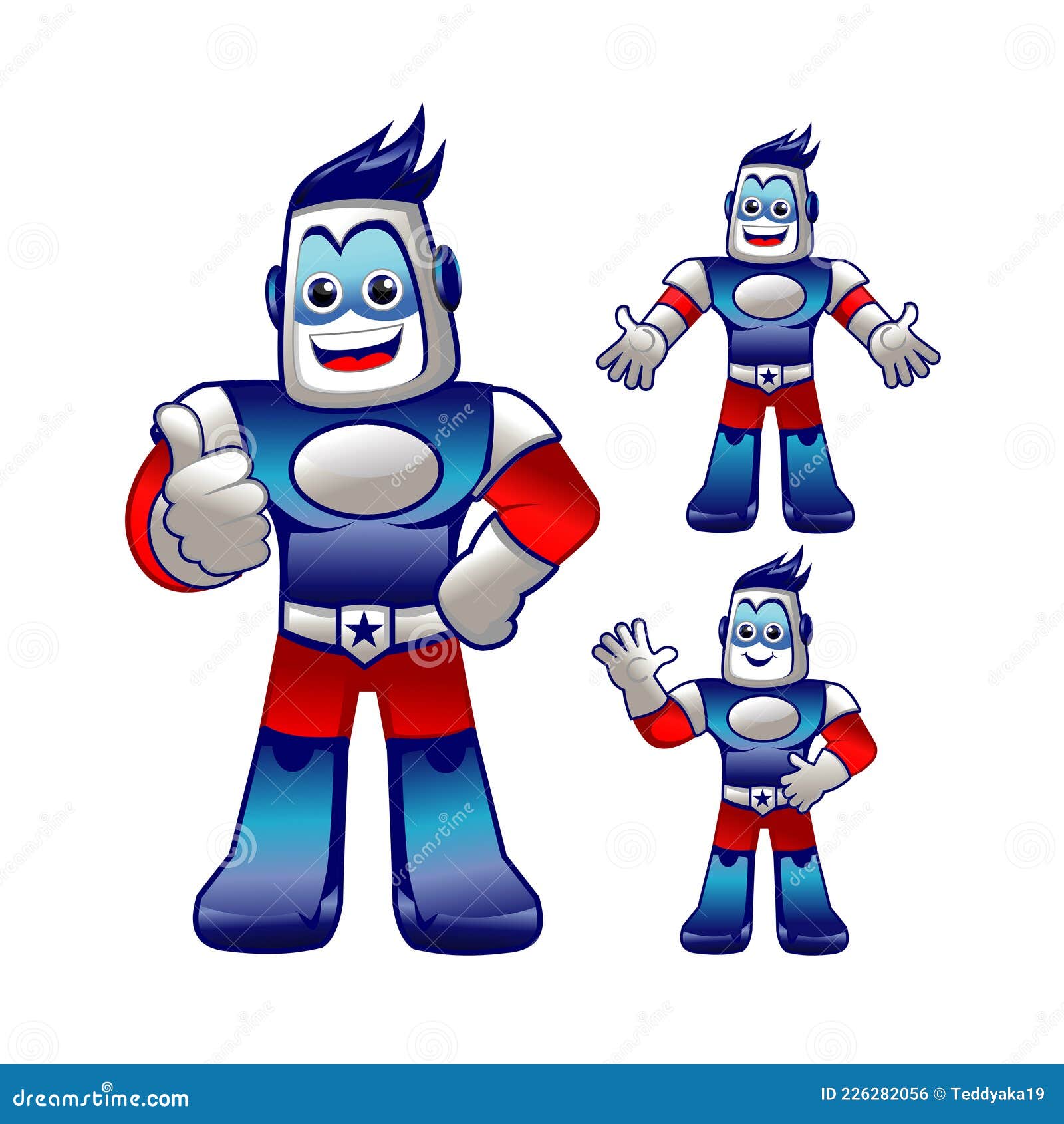The Blue Mascot Robot that is always Cheerful Stock Vector ...