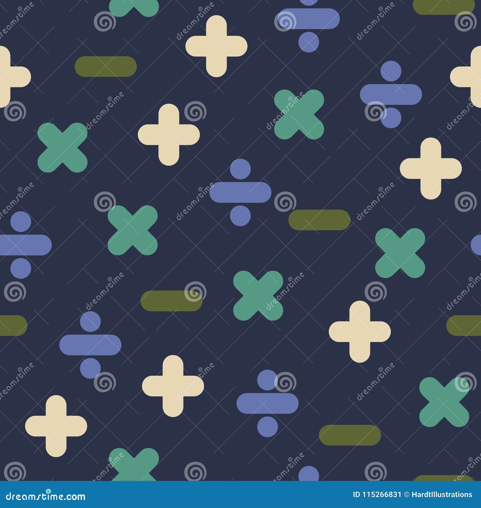 Blue Mathematical Operations Seamless Pattern Stock Vector ...