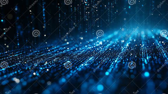 Blue Matrix Background. Abstract Digital Background with Falling Blue ...