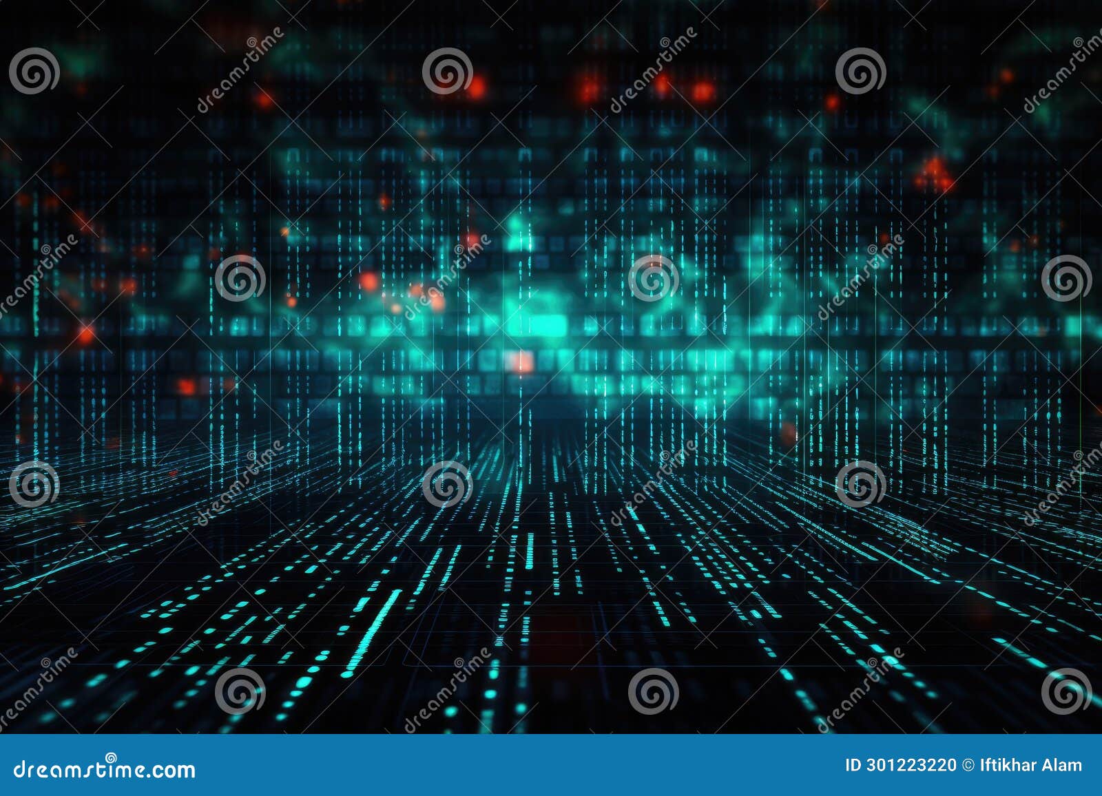 Blue Matrix Background with Binary Code. Computer Generated 3D Photo Rendering, Digital ...