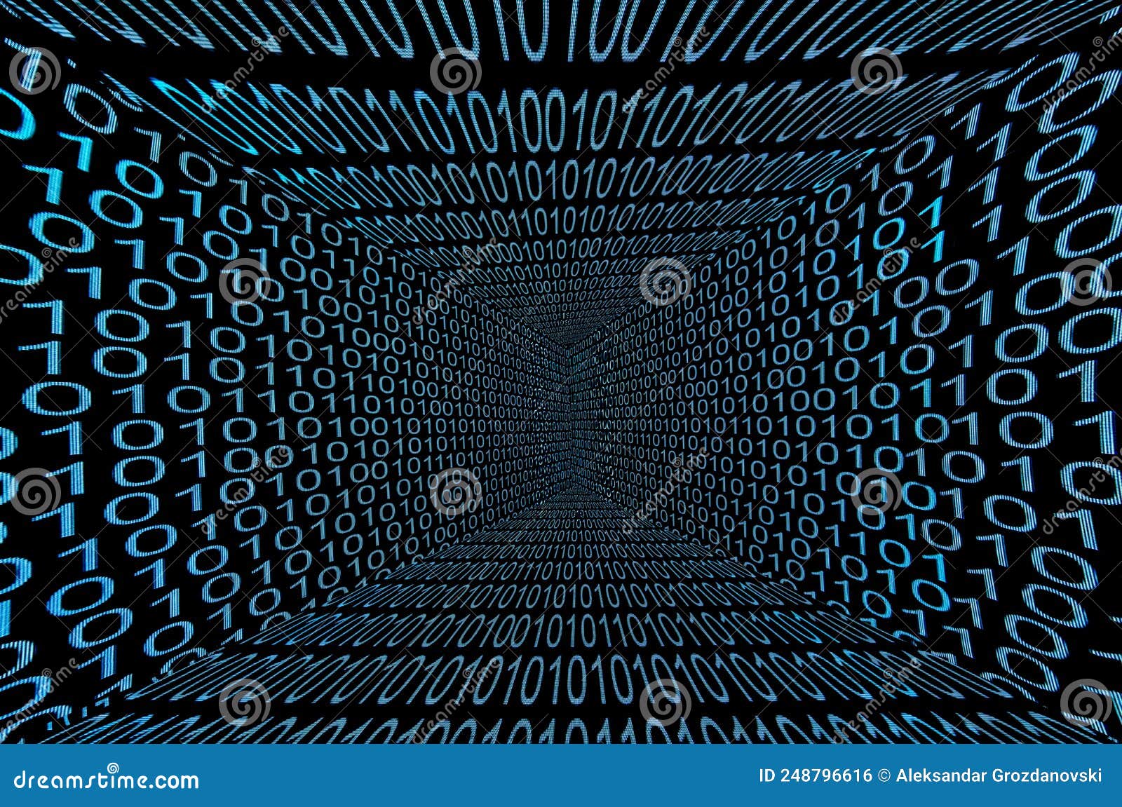 Blue Matrix Background of Binary Numbers. Matrix of Computer Data Stock ...