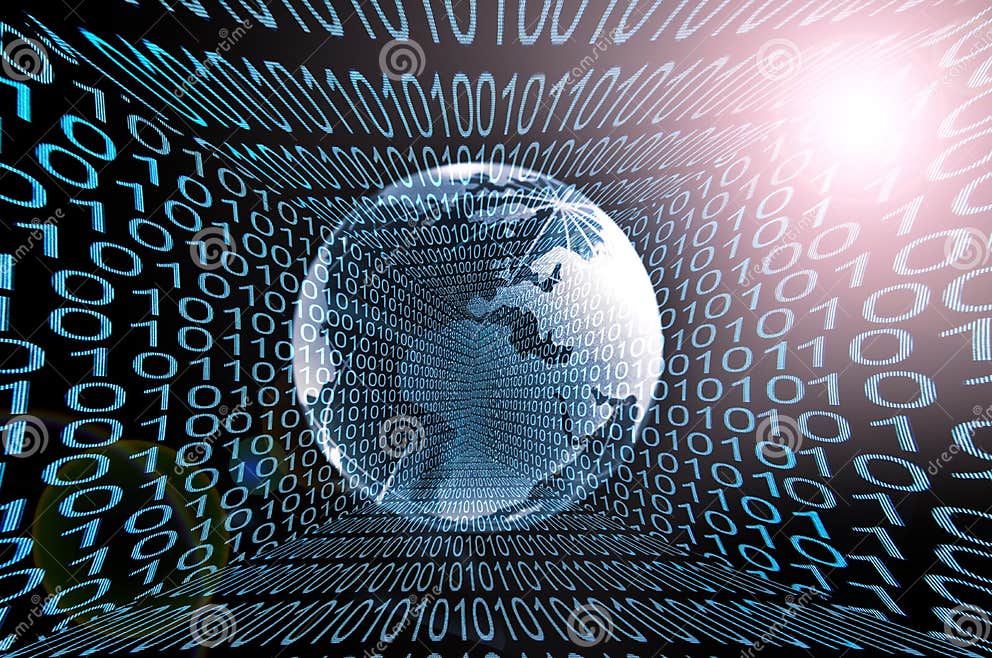 Blue Matrix Background of Binary Numbers. Matrix of Computer Data Stock ...