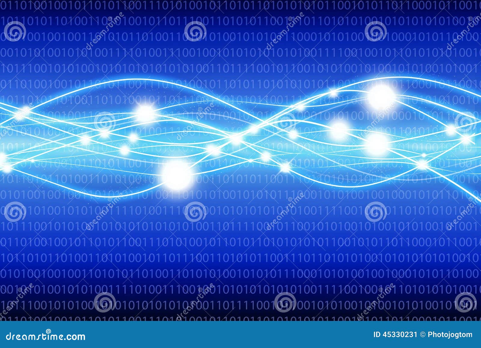 Blue Matrix Background with Light Waves Stock Illustration ...