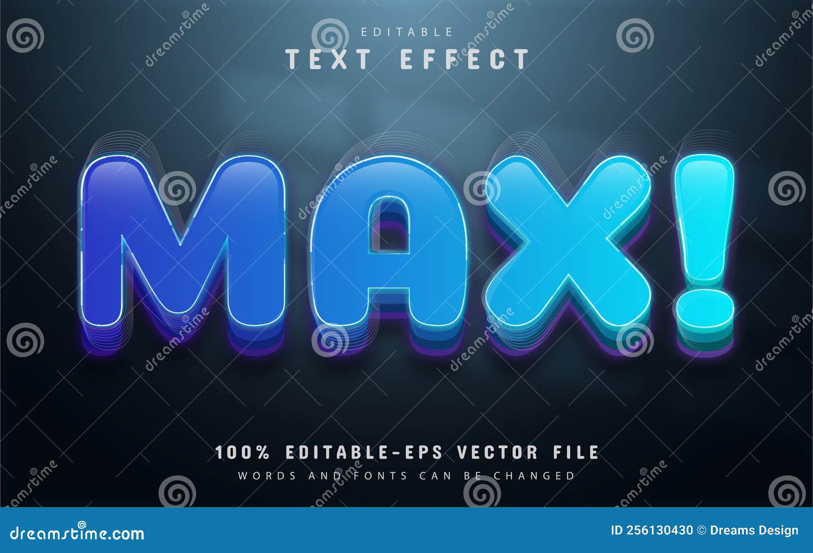 Blue Max Editable Text Effect Stock Vector - Illustration of modern, beauty: 256130430