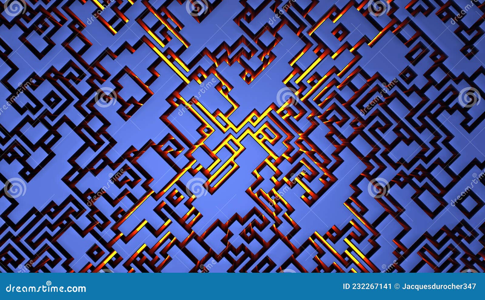 Blue Maze Background Illuminated Labyrinth Yellow X Light Pattern ...