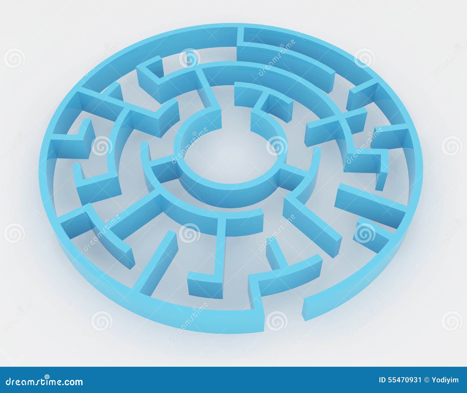 Blue Maze, Complex Way To Find Exit. Stock Illustration - Illustration ...