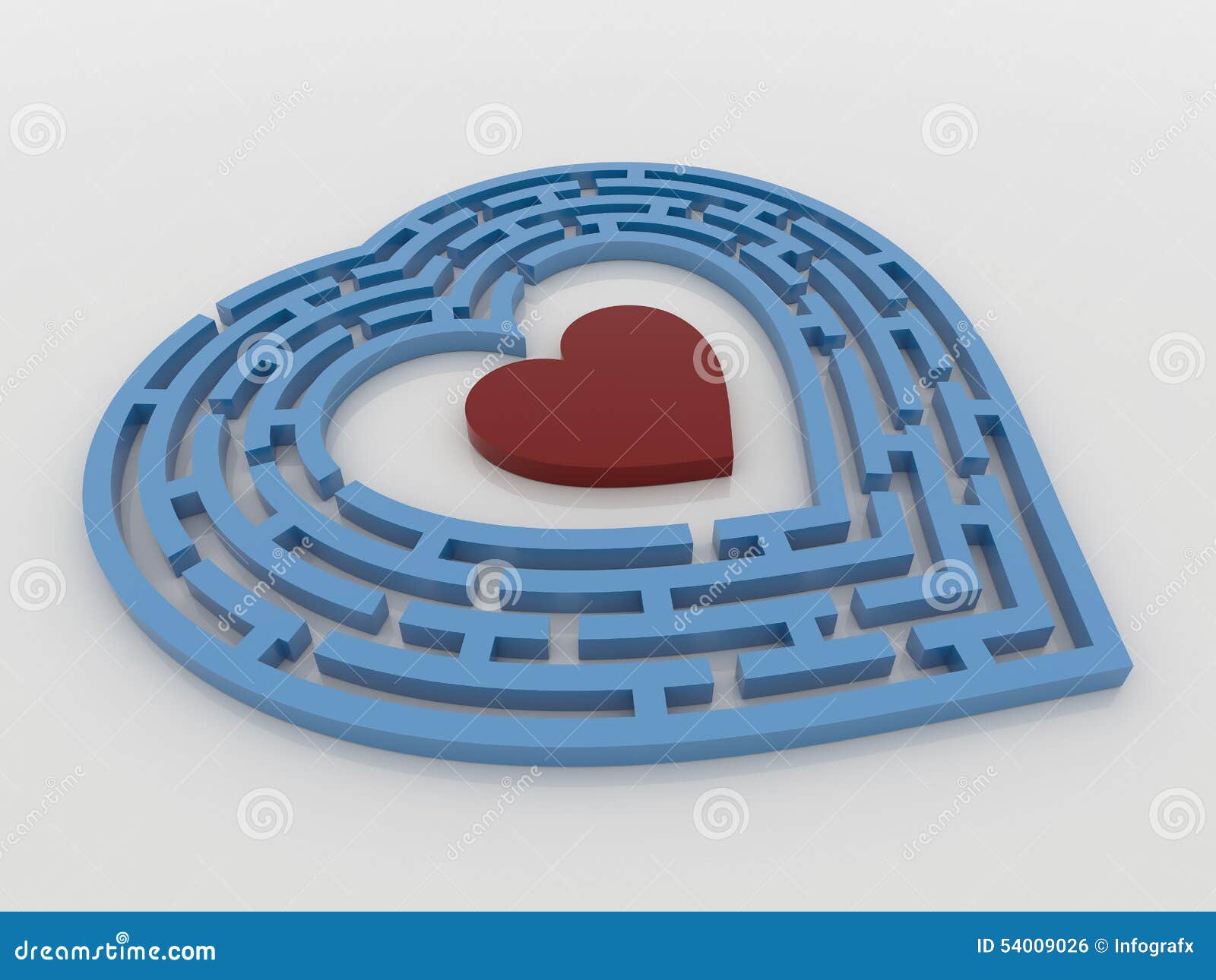 Blue Maze Heart On White Background,3D Render Stock Photography ...