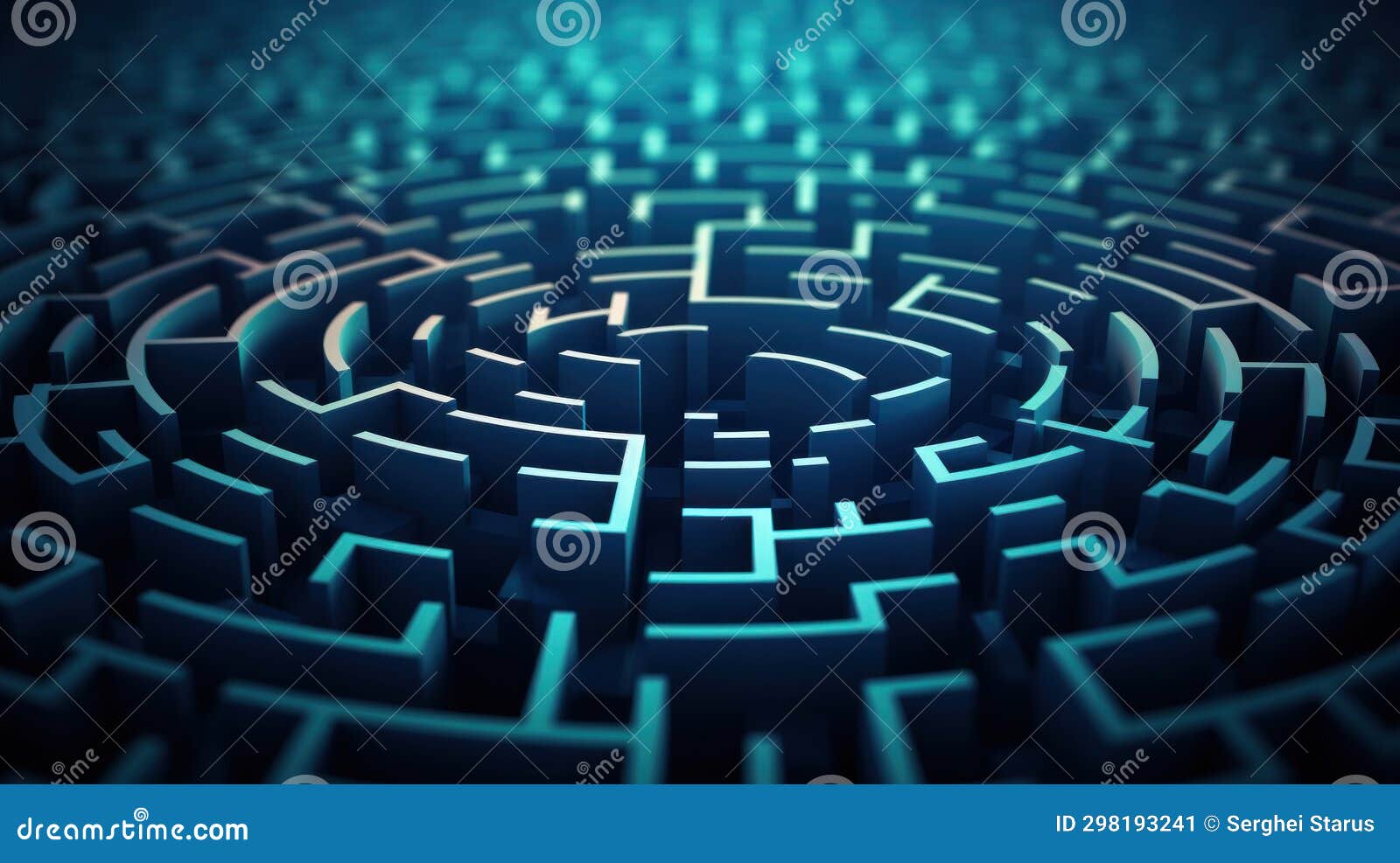 A Blue Maze with Many Different Paths, AI Stock Illustration ...