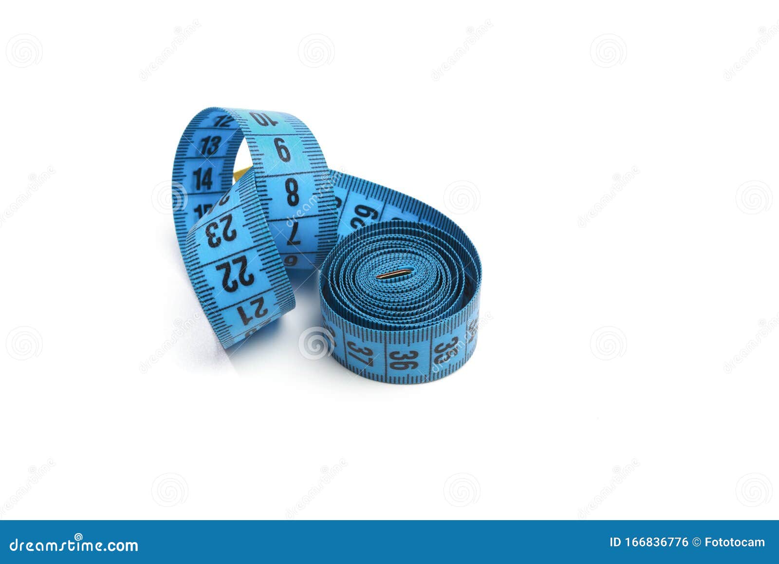 Blue Measuring Tape Isolated on White Background - Image Stock Photo ...