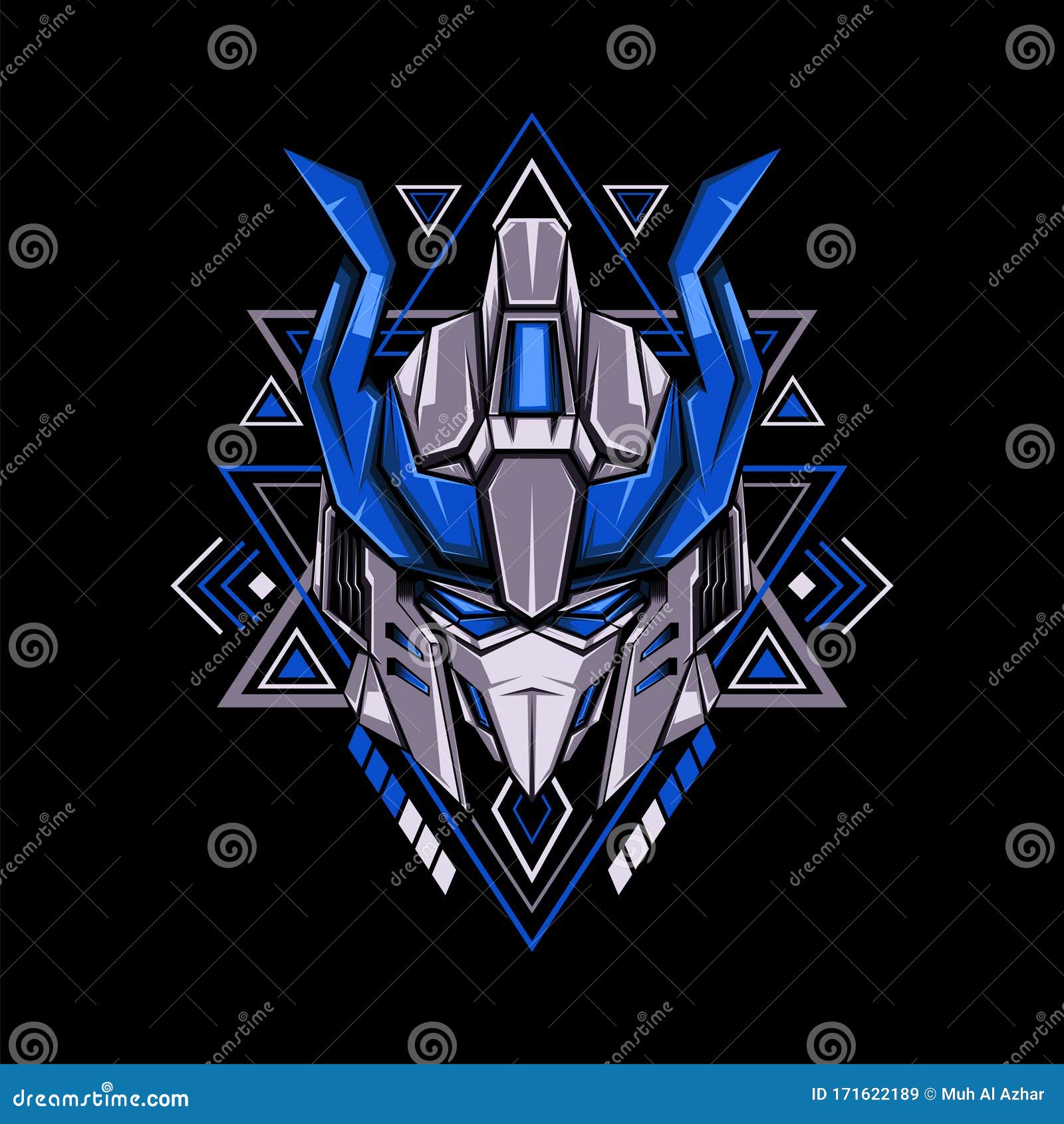 Blue Mecha Knight Illustration Stock Vector - Illustration of digital ...