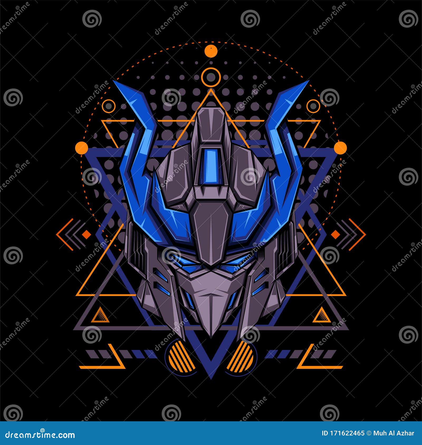 The Blue Mecha Knight Illustration Stock Vector - Illustration of ...