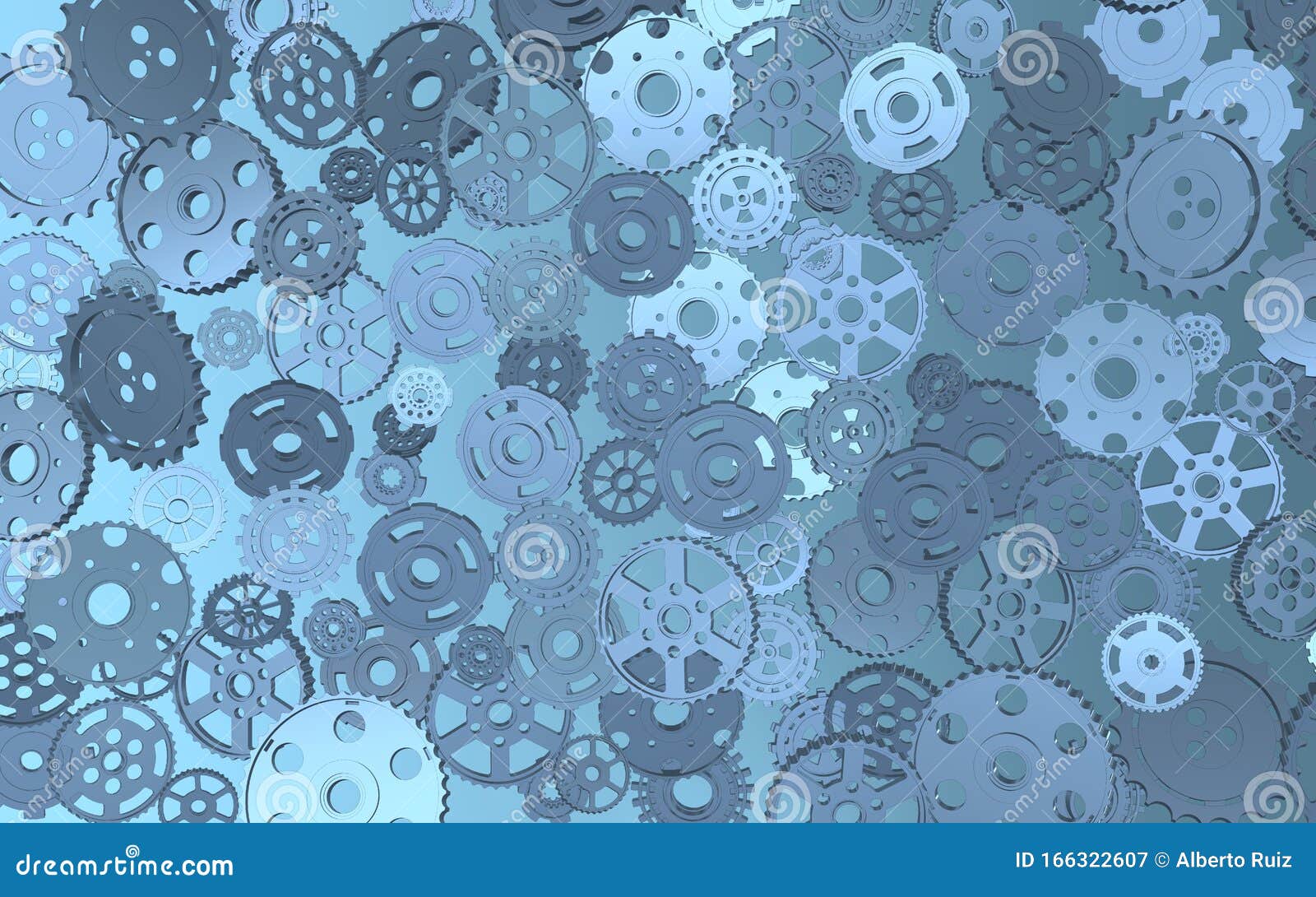 Blue Mechanical Background with Mechanical Pieces of Engineering Stock ...