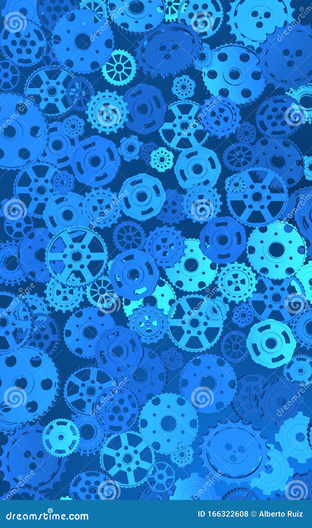 Blue Mechanical Background with Mechanical Pieces Over Blue Background ...