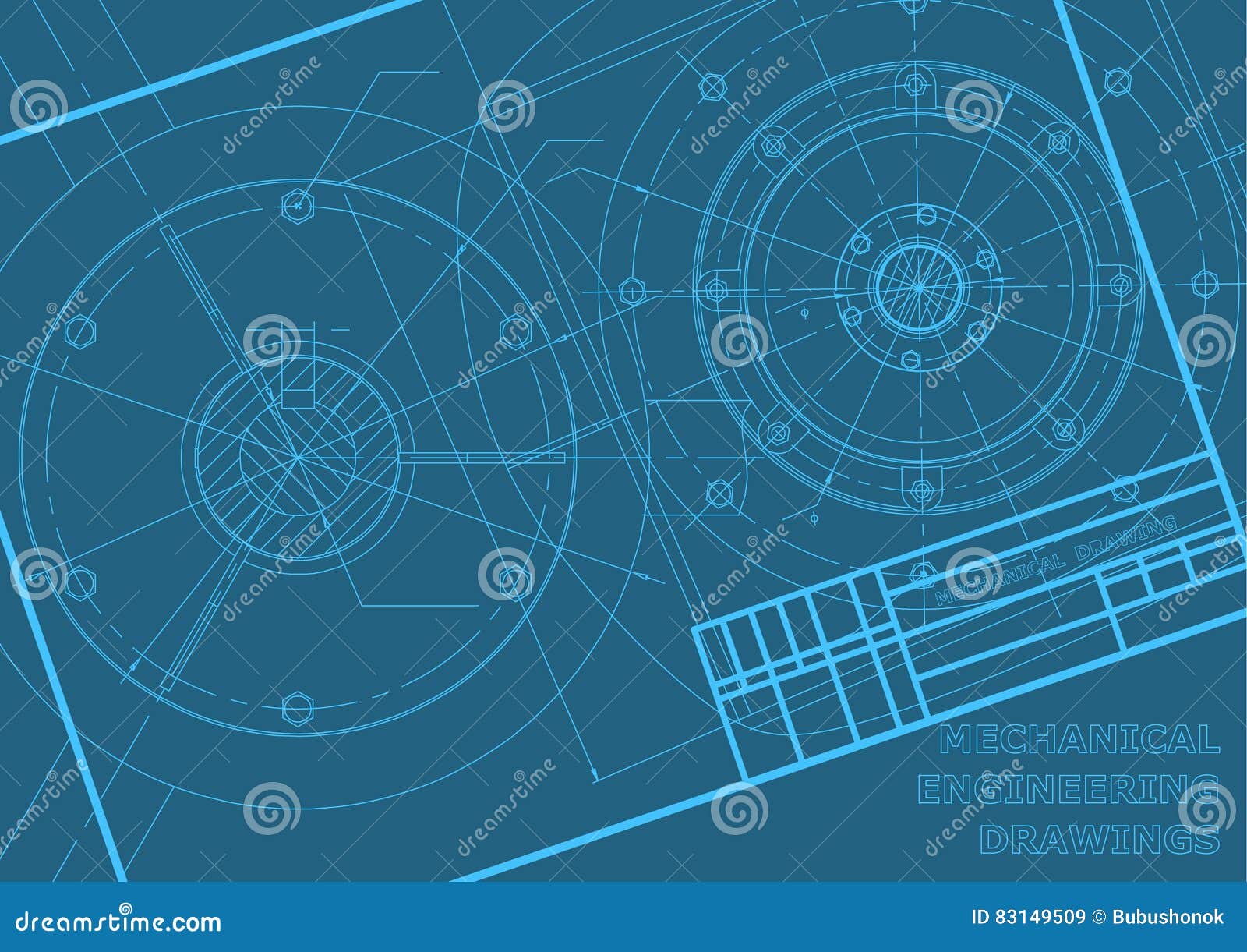 Blue Mechanical Engineering Drawings Stock Vector - Illustration of ...