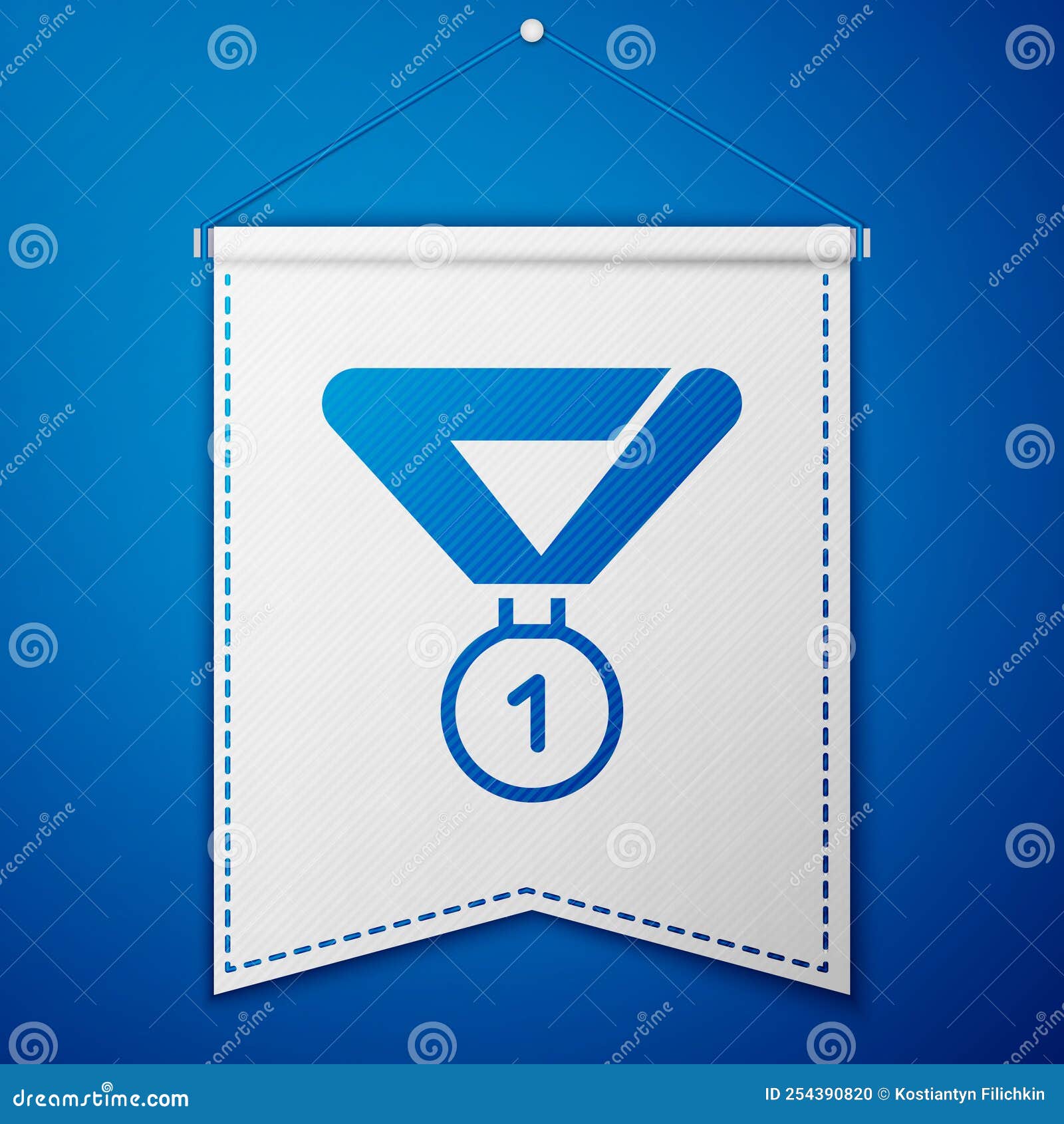 Blue Medal Icon Isolated on Blue Background. Winner Symbol. White ...