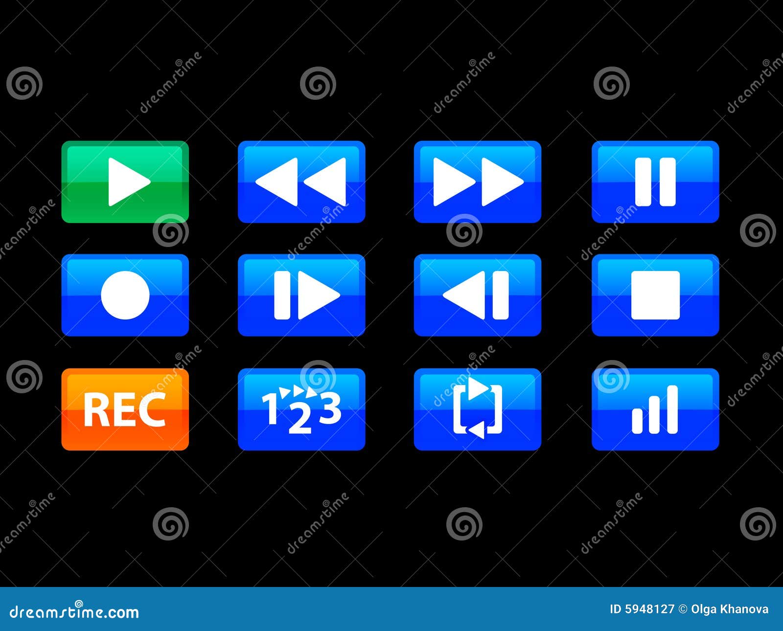 Blue media buttons stock illustration. Illustration of modern - 5948127