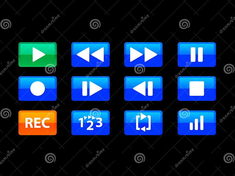 Blue media buttons stock illustration. Illustration of modern - 5948127