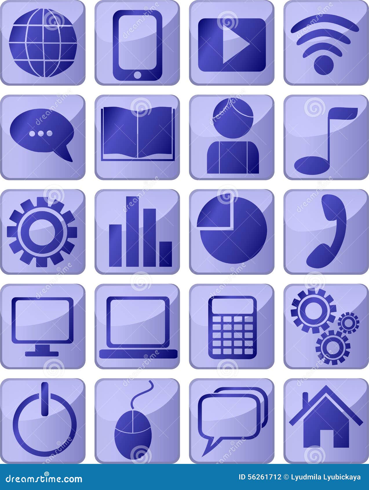 Blue media icons stock vector. Illustration of phone - 56261712