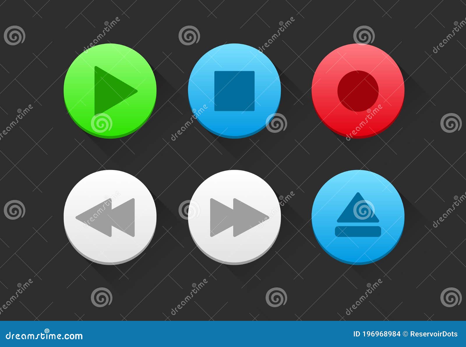 Blue Media Player Buttons stock vector. Illustration of media - 196968984