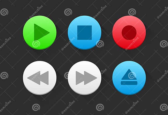 Blue Media Player Buttons stock vector. Illustration of media - 196968984